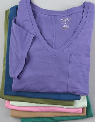 Ae Soft And Sexy V Neck Pocket Tee