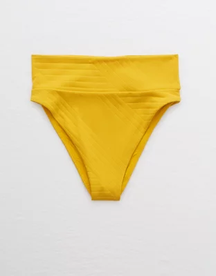 Aerie XO Ribbed High Cut Cheeky Bikini Bottom