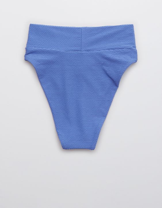 Aerie Textured Crossover High Cut Cheeky Bikini Bottom Aerie Textured Crossover High Cut Cheeky Bikini Bottom