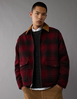 AE Oversized Plaid Barn Jacket | American Eagle