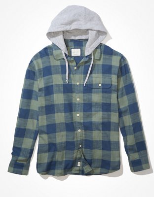 AE Super Soft Hooded Beach Flannel Shirt | AE