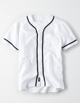 AE Short Sleeve Button Up Baseball Shirt | AE