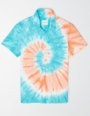 AE Tie Dye Short Sleeve Button-Up Shirt