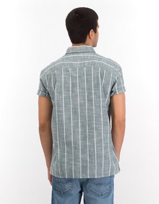 AE Striped Short-Sleeve Button-Up Shirt