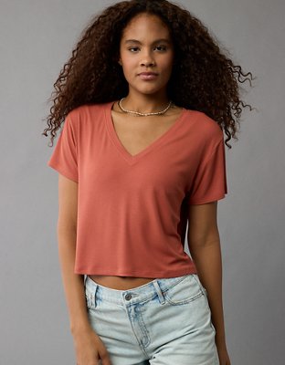 AE Soft & Sexy Cropped V-Neck T-Shirt