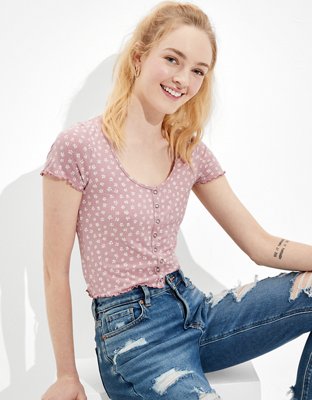 AE Floral Snap-Front Baby Tee