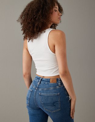 AE Cropped Cinch-Front Tank Top