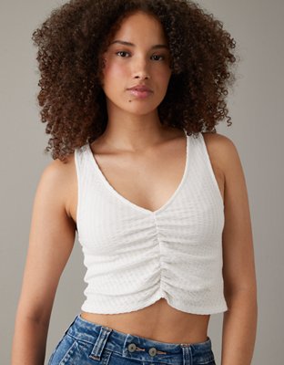 AE Cropped Cinch-Front Tank Top