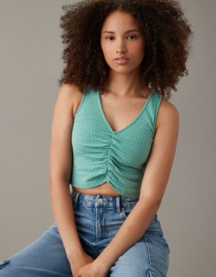 AE Cropped Cinch-Front Tank Top
