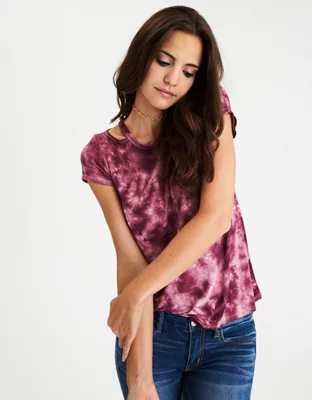 Aeo Soft And Sexy Shoulder Cutout T Shirt