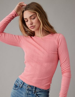 AE Hey Baby Long-Sleeve Pointelle-Knit Tee