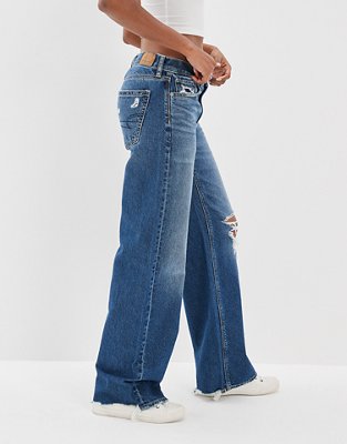 Ae Ripped Low Rise Baggy Wide Leg Jean