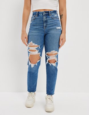 Ae Stretch Ripped Curvy Mom Jean