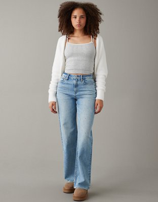 AE Strigid Straight Jean Curvy Holgado Decorado Cintura Super Alta | AE