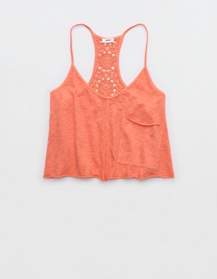 Aerie Summer House Crochet Back Cropped Tank Top