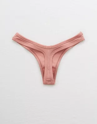 Aerie Ribbed High Cut Thong Underwear