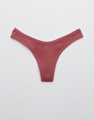 Aerie Ribbed Cotton High Cut Thong Underwear