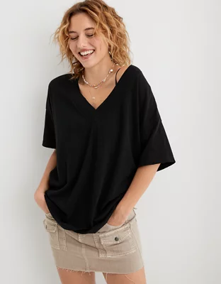 Aerie Extreme V-Neck Oversized Boyfriend T-Shirt