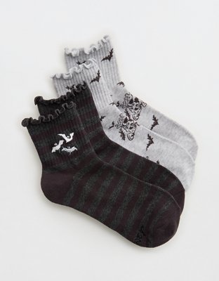 Aerie Ribbed Cotton Mickey Mouse Bobby Sock 2-Pack | Aerie