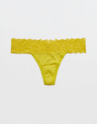 Aerie Snow Angel Undie Thong con brillo y encaje