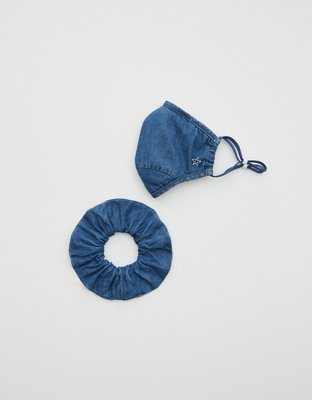 Aerie Chambray Face Mask + Scrunchie