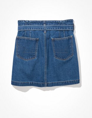 AE Super High-Waisted Denim A-Line Skirt | American Eagle