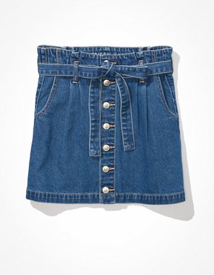 AE Super High-Waisted Denim A-Line Skirt | American Eagle