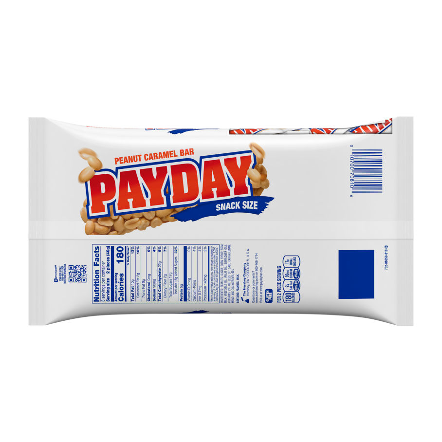 PAYDAY Peanut and Caramel Snack Size Candy Bars, 11.6 oz bag