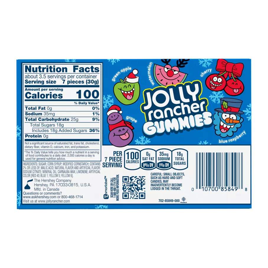 JOLLY RANCHER GUMMIES Holiday Original Flavors Candy, 3.5 oz box