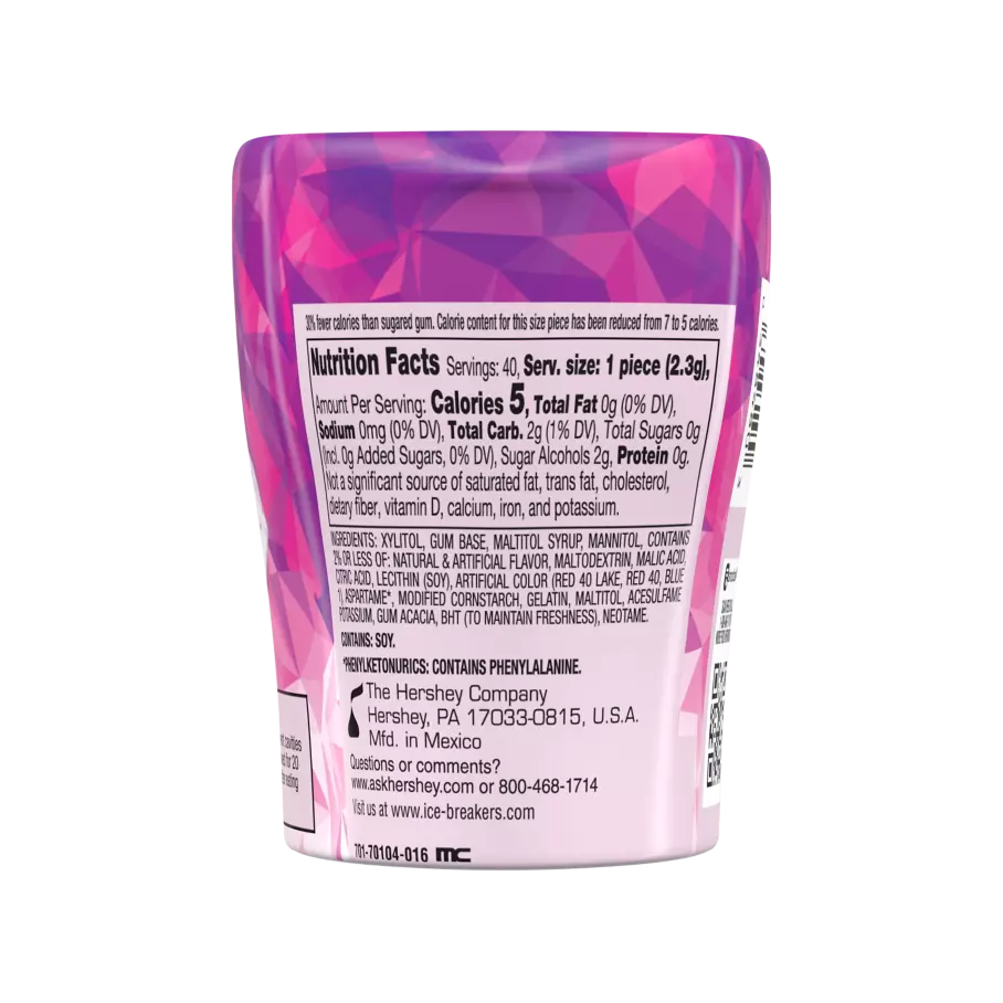 ICE BREAKERS ICE CUBES Raspberry Sorbet Sugar Free Gum, 3.24 oz bottle ...