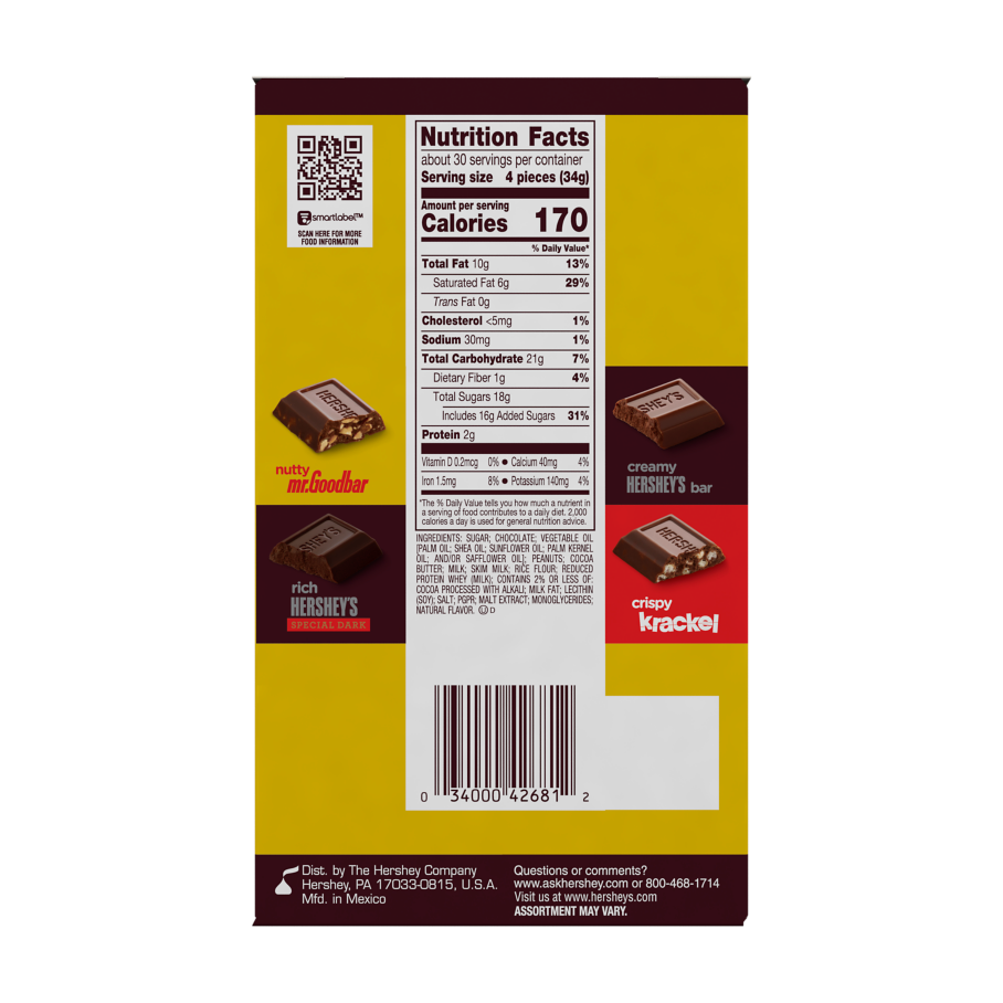 HERSHEY'S Chocolate Miniatures Candy, 36 oz box, 120 pieces