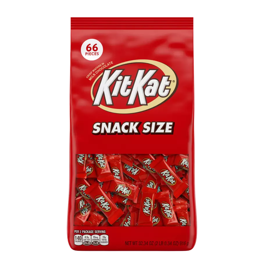KIT KAT® Milk Chocolate Snack Size Candy Bars, 32.34 oz bag, 66 pieces