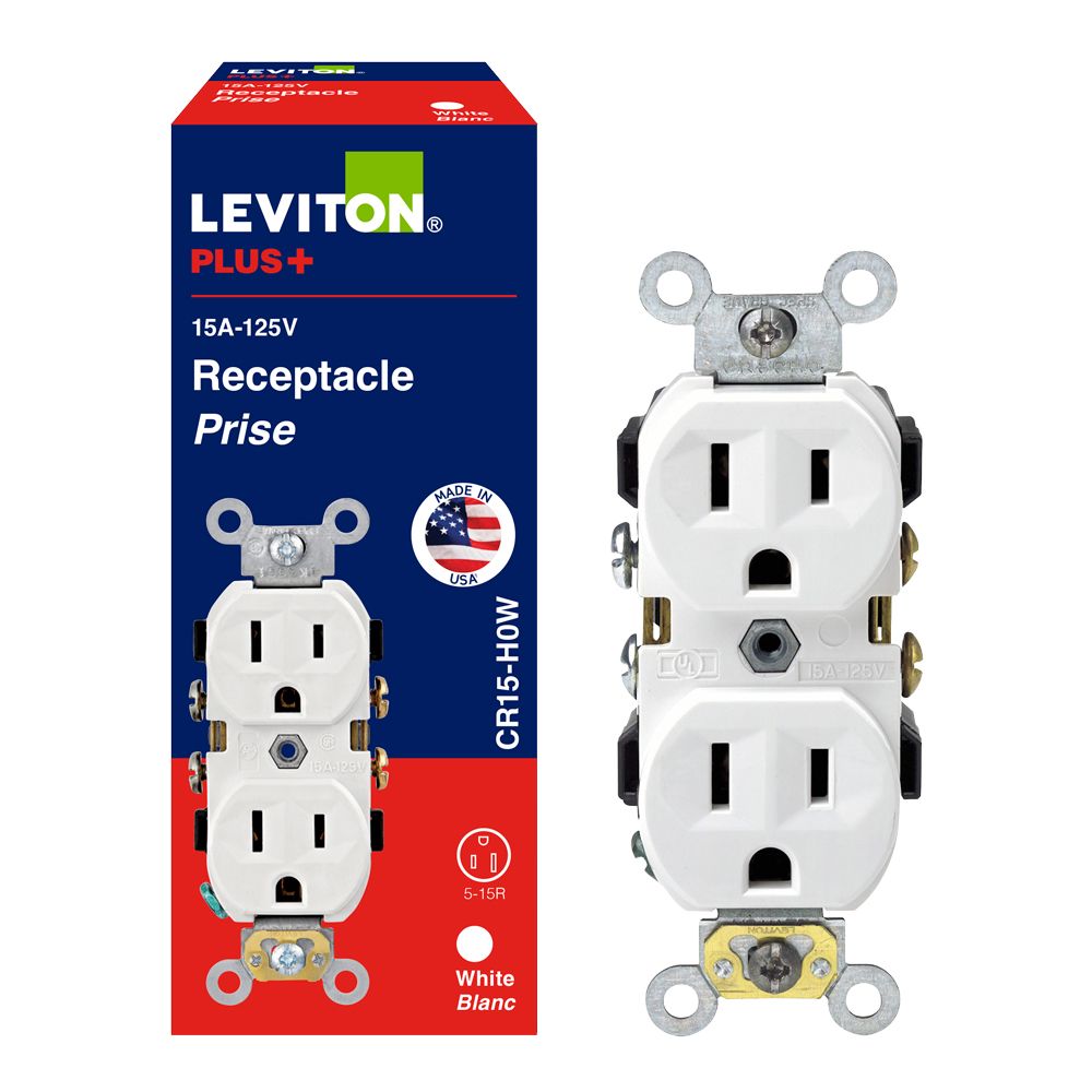 Leviton Spec Grade Duplex Receptacle, White | The Home Depot Canada