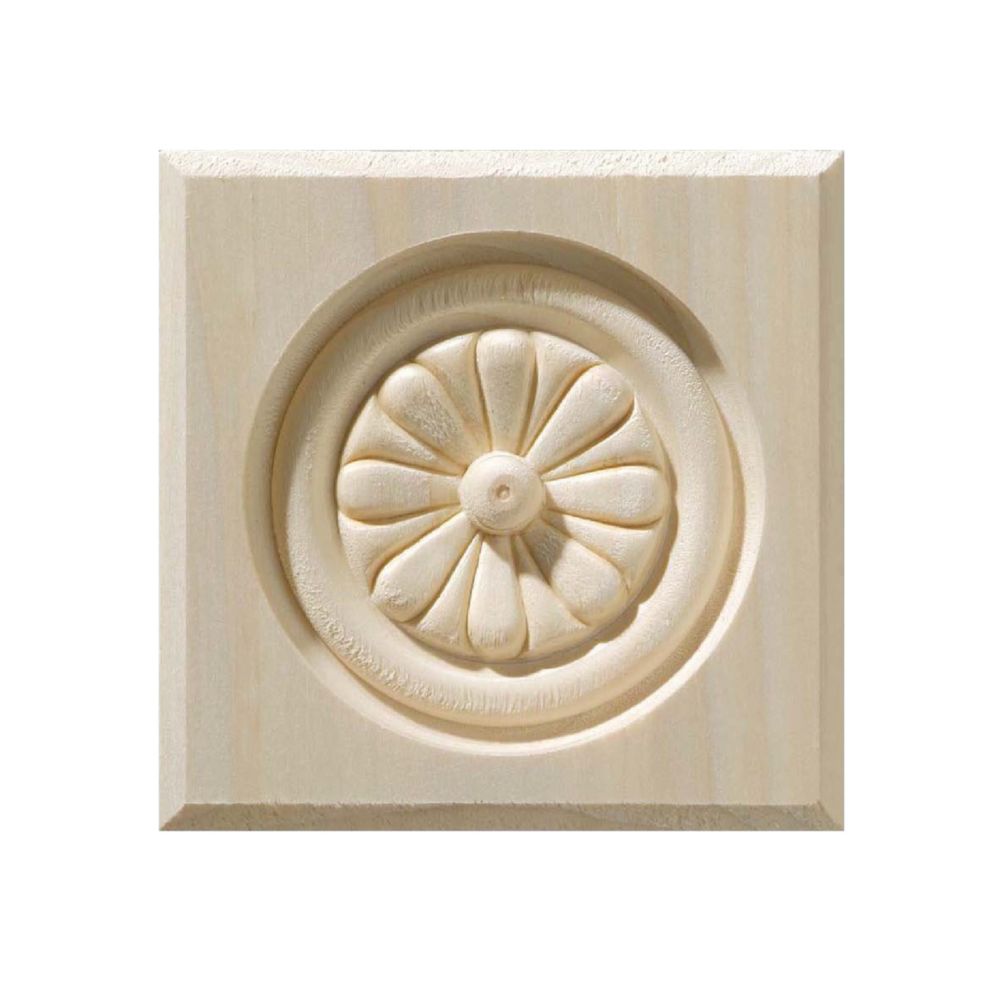 Ornamental Mouldings White Hardwood Rosette Bevel Edge Corner Block - 4-1/2 x 4-1/2 Inches | The ...