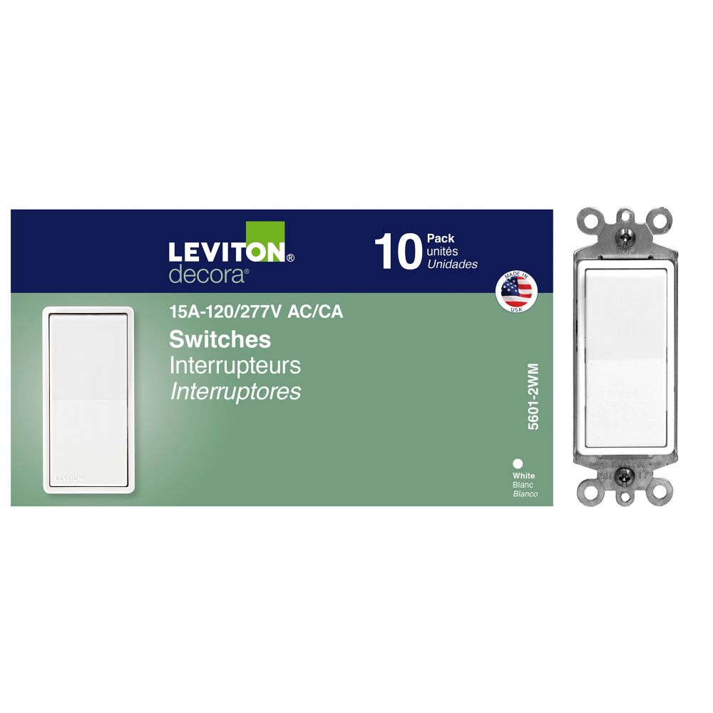 Leviton Single Pole Decora Light Switches in White (10-Pack) | The Home ...