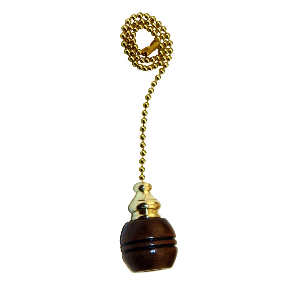 Atron Dark Wood Ball-shaped Pull Chain with 12 Inch (30.5 cm) Brass ...