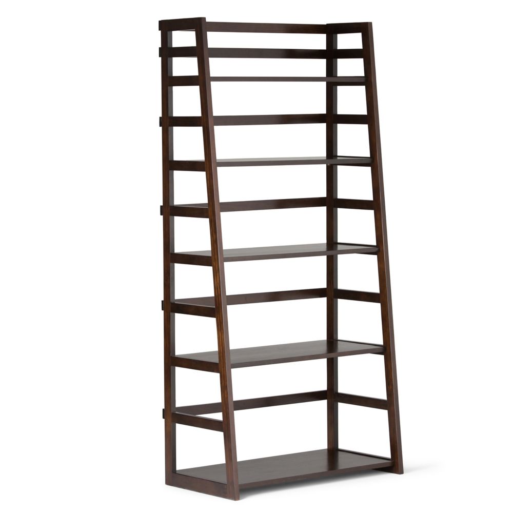 Simpli Home 30-inch x 63-inch x 16-inch Solid Wood Ladder Bookcase in ...