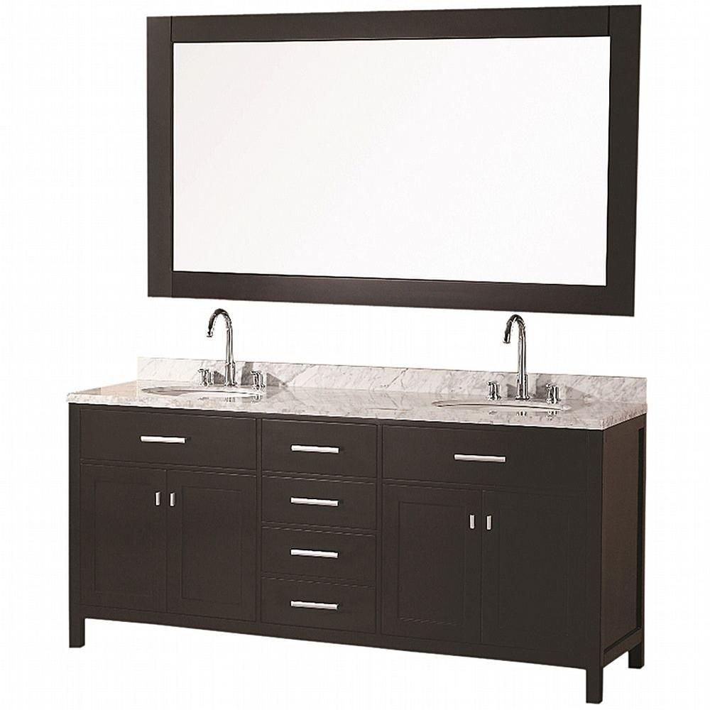 Design Element Mission 72-inch W Vanity in Brown With Marble Top in ...