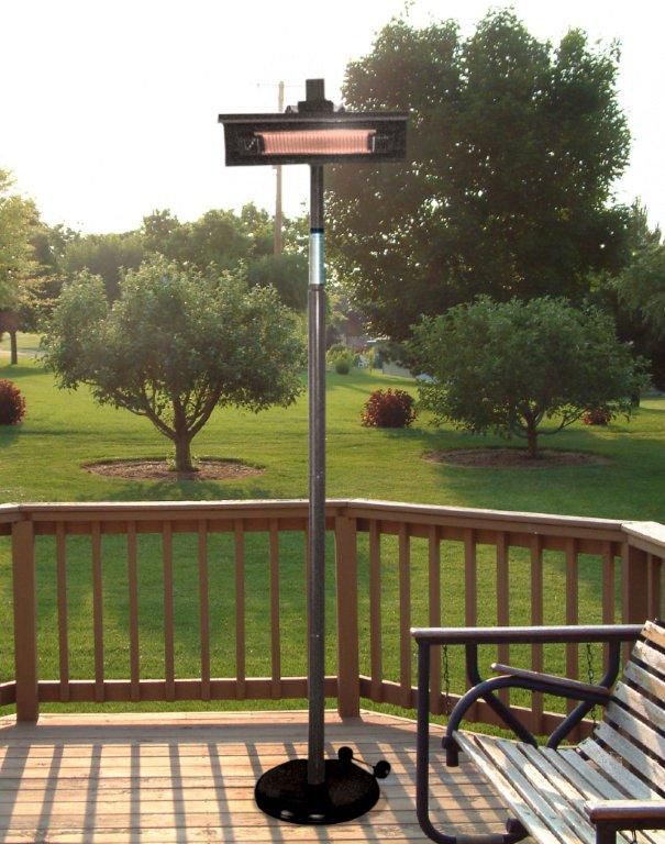 Paramount Pole-Mounted Infrared Patio Heater with Table in Pewter | The ...