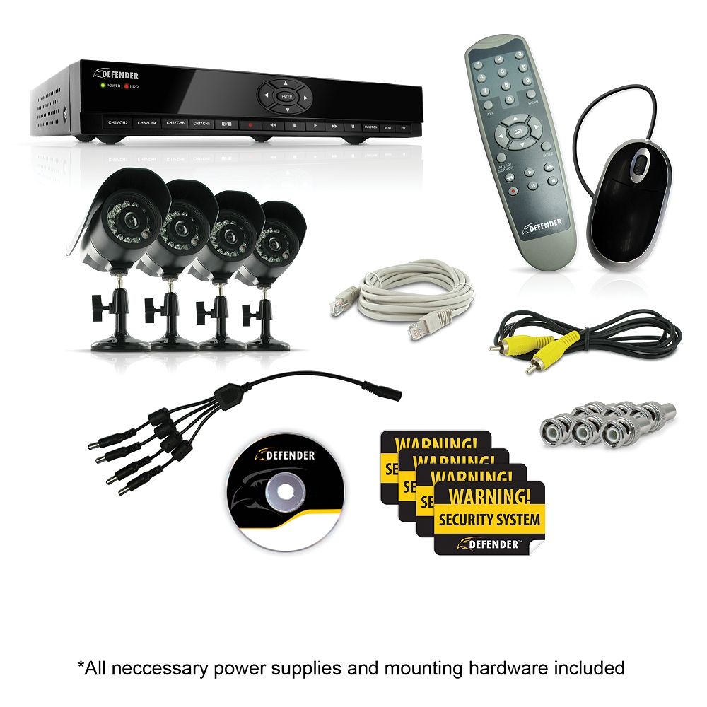 Defender 8 CH H.264 DVR Security System, Coaching iMenu, 4 Hi-Res CCD ...