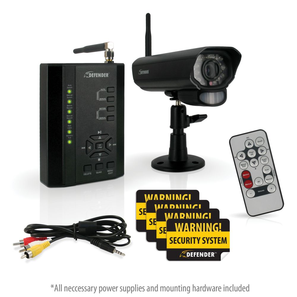 Defender Digital Wireless DVR Security System with Reciever, Long Range ...