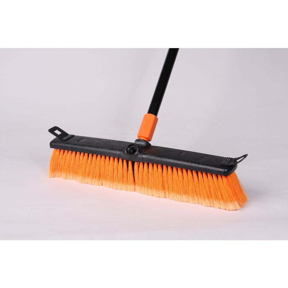 HDX 18 in Rough Surface Poly Push Broom, Black/Orange - 18 Inch | The ...