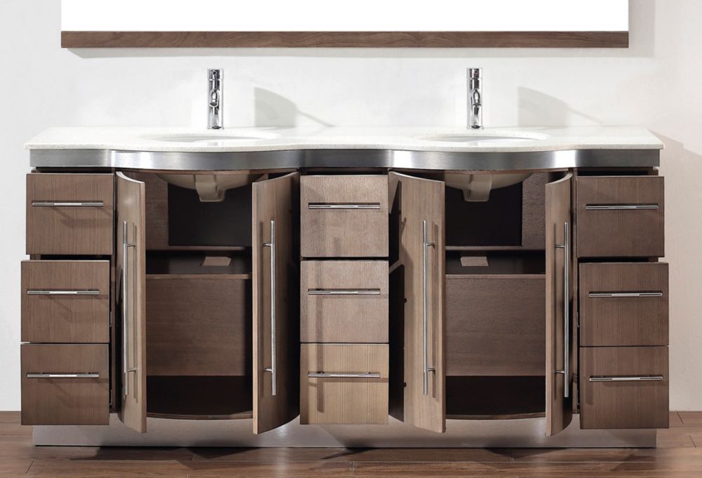 Art Bathe Dinara 72 Smoked Ash Double Vanity Ensemble with Mirror and ...