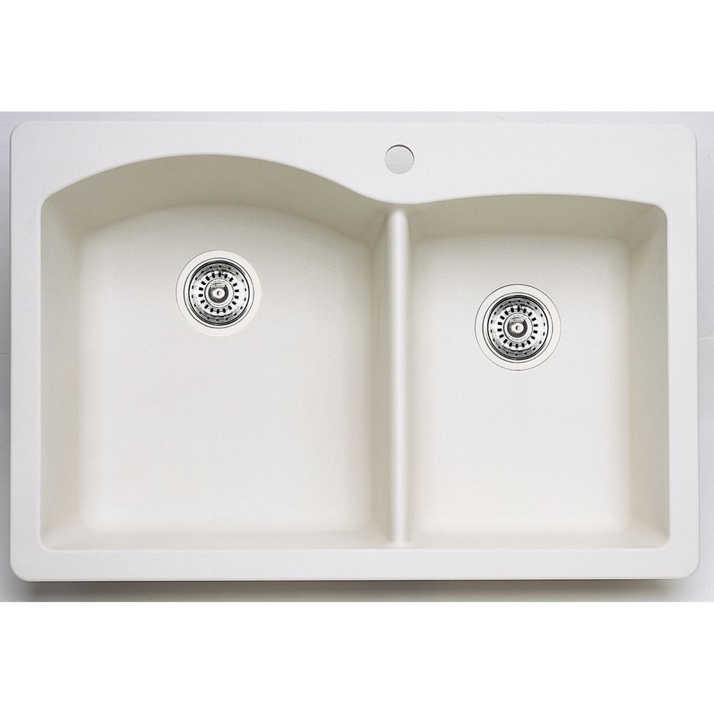 Blanco Silgranit Natural Granite, 1 3/4 Bowl Top Mount Sink, White ...
