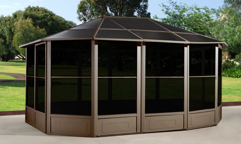 Sojag Korado 12 ft. x 15 ft. Octogonal Solarium with 2 Sliding Doors in ...