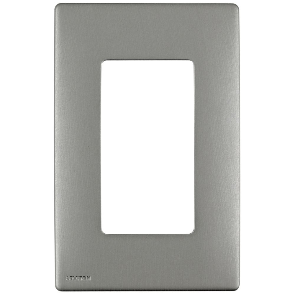 Leviton 1-Gang Screwless Wallplate in Stainless Steel | The Home Depot ...
