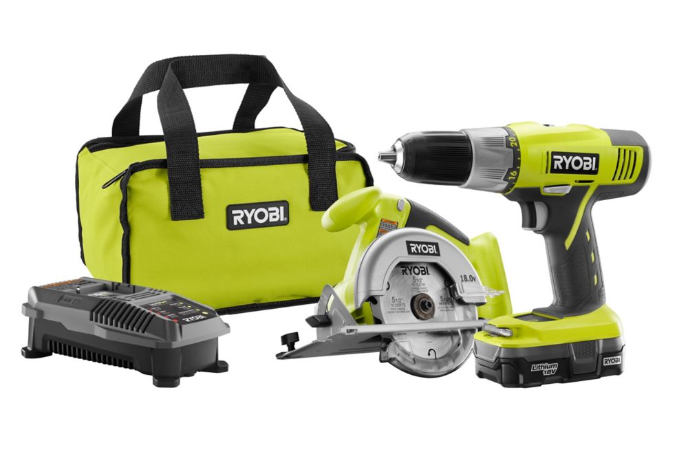 RYOBI 18V ONE+ Lithium-Ion Starter Combo Kit (2-Tool) | The Home Depot ...