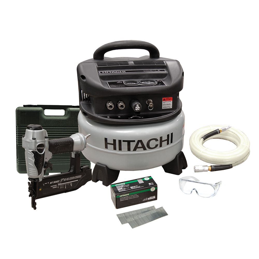 Hitachi Power Tools Ensemble Cloueuse de finition 18G et compresseur ...