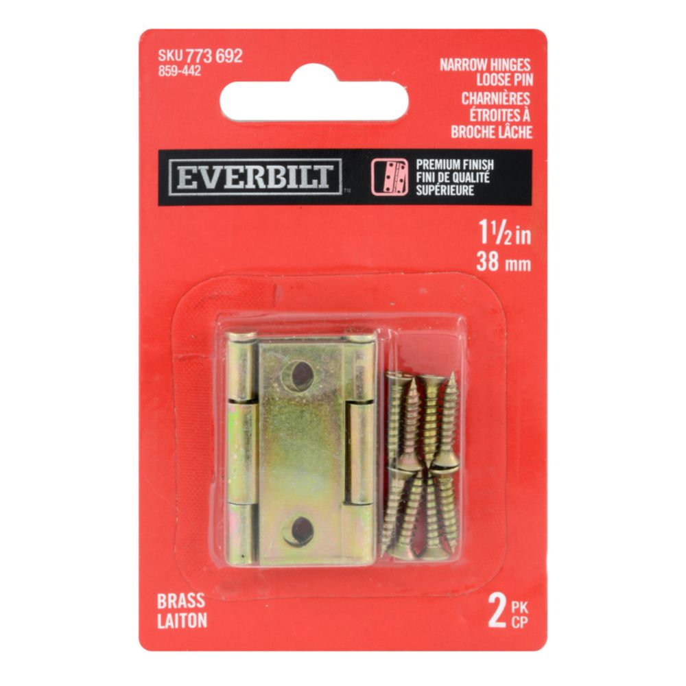 Everbilt 1-1/2 Inch Brass Narrow Hinge Loose Pin (2-Pack) | The Home ...