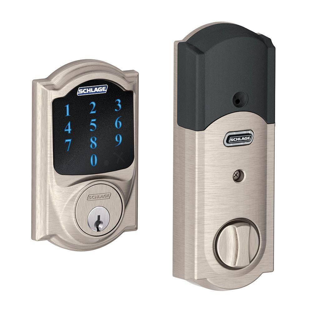 Schlage Pêne dormant Connect Camelot Smart Lock avec alarme en nickel ...